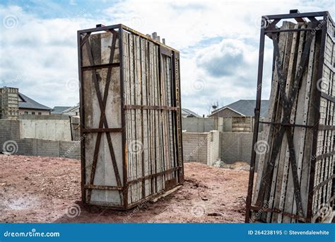 Stacked Removable Concrete Forms For A Basement At A Residential Home