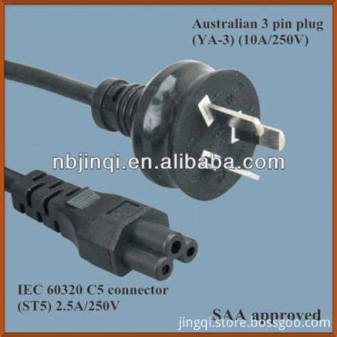 Australian Laptop Appliance Power Cable Clover Leaf Connector 2 5a 250v Saa Approved High