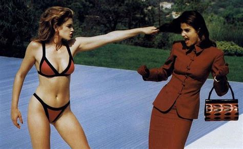 The Provocative Pair Cindy Crawford And Helena Christensen In Vogue 1991