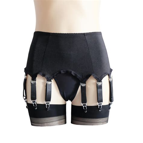 Luxallacki Classic Silky Satin Garter Belt With Metal Clips 12 Straps