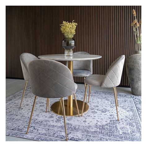 Bolzano Round Marble Look Dining Table With Gold Base