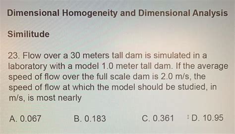 Solved Dimensional Homogeneity And Dimensional Analysis