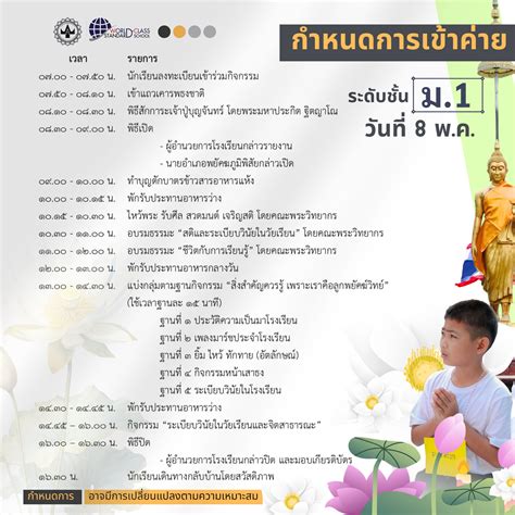 กำหนดการเข้าค่ายคุณธรร งานประชาสัมพันธ์ พยัคฆภูมิวิทยาคาร Facebook