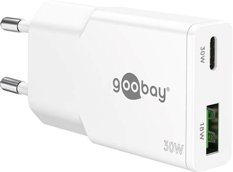 Goobay Dual Usb Charger 30 W 1x Usb C Pd 1x Usb A Qc Gan White