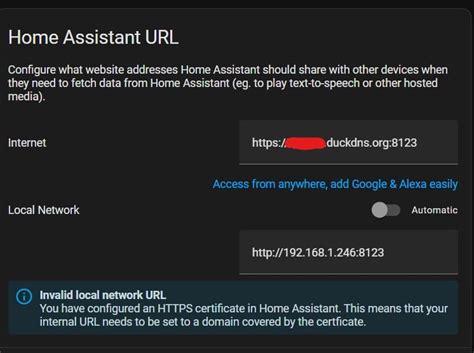 internal non ssl address while using duckdns with ssl r homeassistant