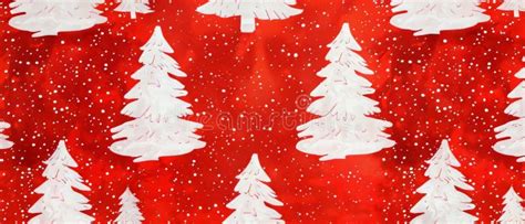Vibrant Red Christmas Tree Pattern Illustration On Close Up Detail Generative Ai Stock