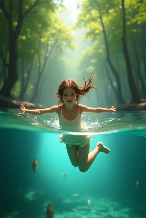 Girl Swimming Seaart Ai