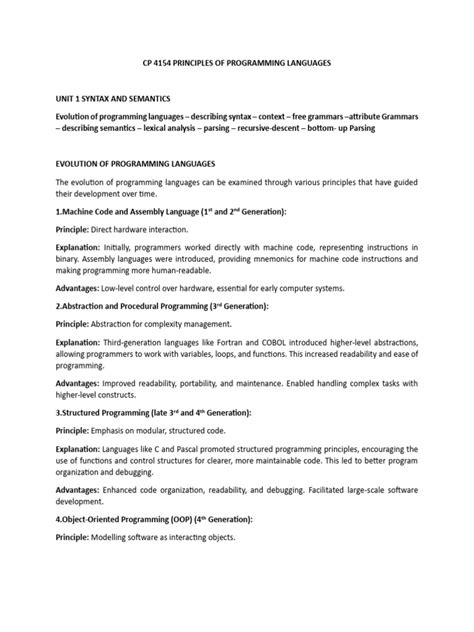 Unit 1 Syntax And Semantics Pdf