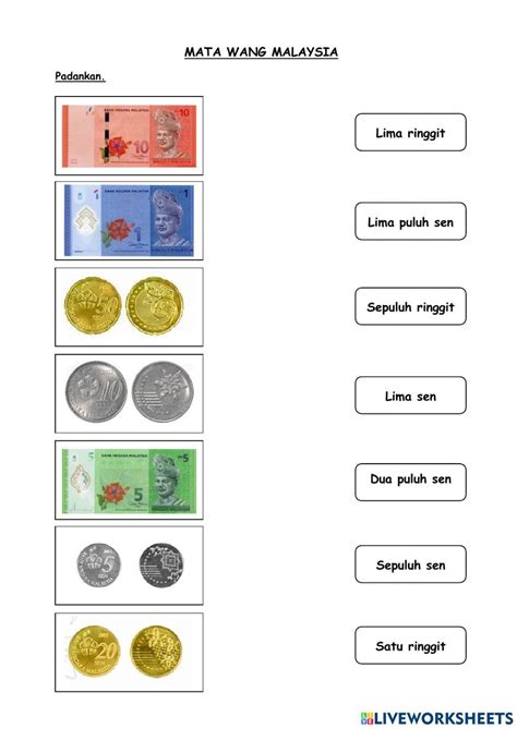 Kenali Mata Wang Malaysia Tahun 1 Worksheet Artofit
