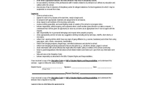 Behavior Contract Template Elementary 13 Contract Templates Free Sample