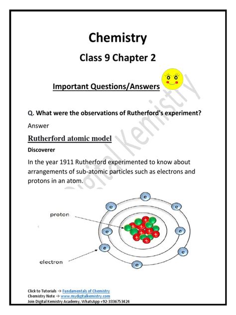 Chemistry Class 9 Chapter 2 Questions Pdf Electron Configuration