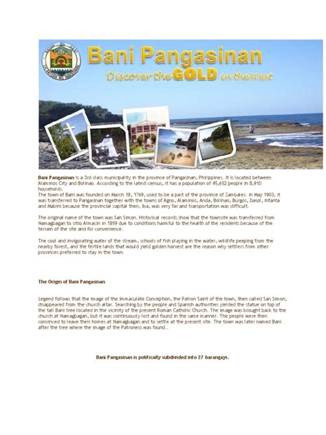 Bani Pangasinan Is A 3rd Class Municipality In The Province Of