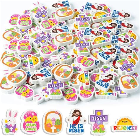 Bzaber Easter Bible Mini Eraser 6 Style Easter Pencils