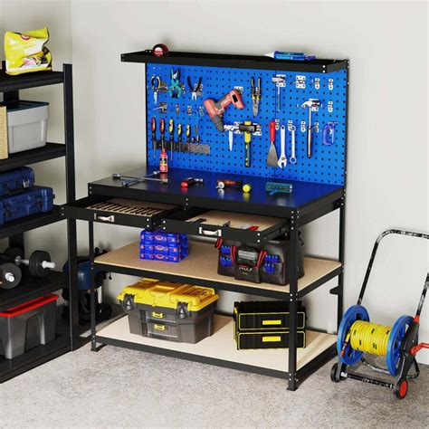 Costway 48 X 24 Workbench Heavy Duty Worktable With 3 Pcs Pegboard