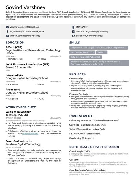 Govind Varshney Drupal Developer Pdf Java Script Drupal