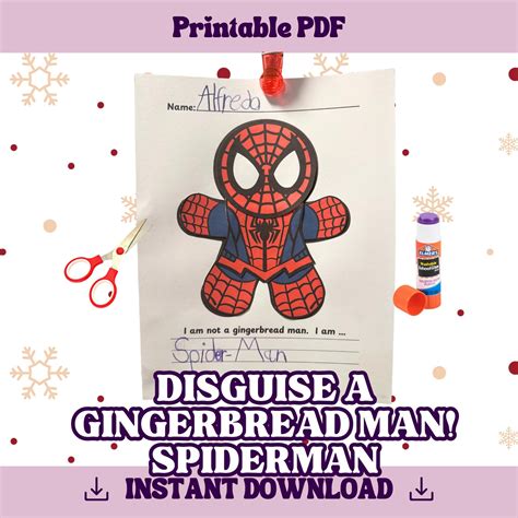 Disguise A Gingerbread Man Spiderman Template Christmas Craft