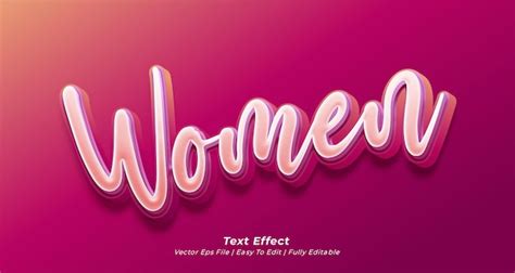 Vector Text Women 3d Editable Text Effect Premium Vector