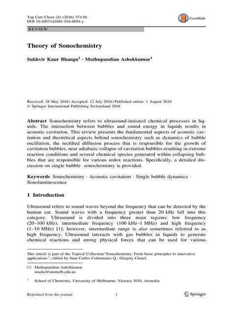 Theory Of Sonochemistry Sukhvir Kaur Bhangu Muthupandian Ashokkumar Pdf Gases Physical