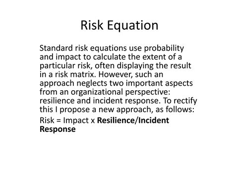 Risk Equation Ppt