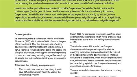 Mha Budget 2021 Capital Allowance Super Deduction