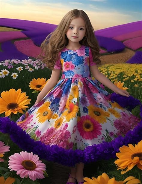 Premium Ai Image A Cute Girl In A Flower Garden With Flower Background