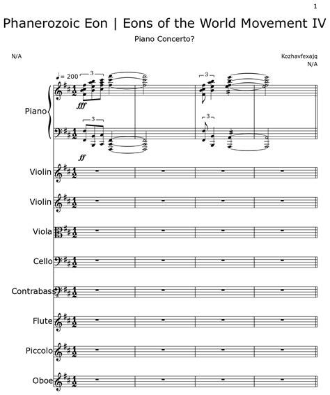 Phanerozoic Eon Eons Of The World Movement Iv Sheet Music For Piano