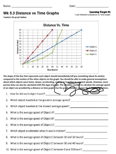 Wk 63 Distance Vs Time Graphs Pdf