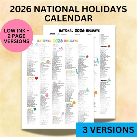 National Day Calendar 2026 Calendar 2025