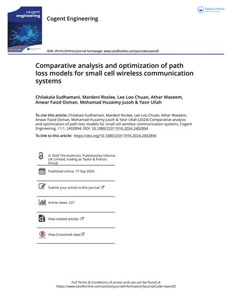 Pdf Comparative Analysis And Optimization Of Path Loss Models For Small Cell Wireless