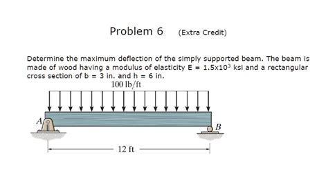 Problem 6 Extra Credit Determine The Maximum Deflection Of The Simply