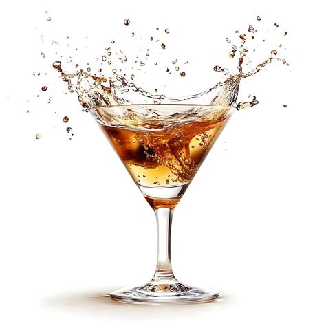 Floating Cocktail Splashing Into A Glass On White Background Premium