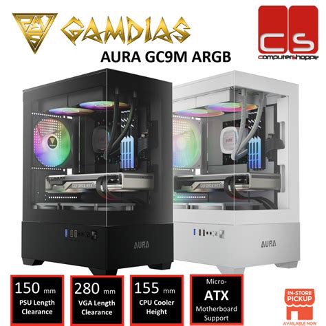 Gamdias Aura Gc9m Micro Atx Case With 3 Argb Fan 120mm Fans Chasis Black White Shopee