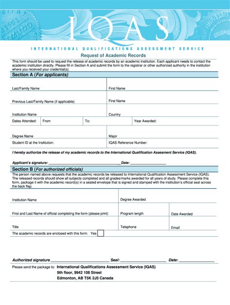 Canada Iqas Request Of Academic Records Form Fill Online Printable Fillable Blank Pdffiller