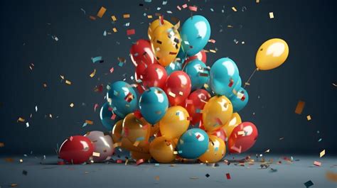 Premium Photo A Festive 3d Rendering Featuring Party Decorations