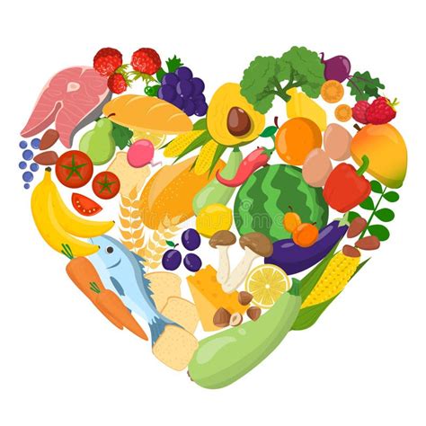 Healthy Food In A Shape Of Heart Vector Isolated Stock Vector