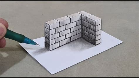 3d Drawing Brick Wall Tutorial Easy 3d Drawing On Paper How To Draw