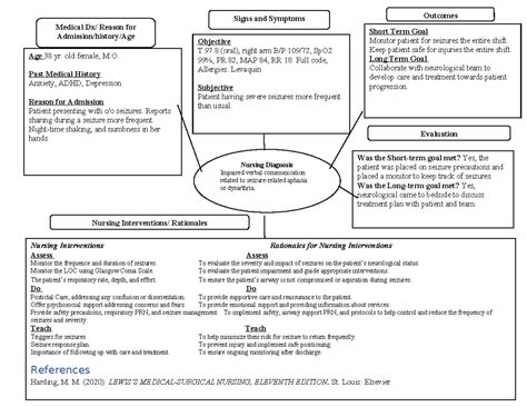 Ml 461 Nur Concept Map Seizure Management For 38 Yr Female Patient