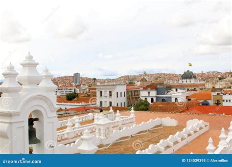 Cityscape Of Sucre Bolivia With The Tower Of The Cathedral Visible