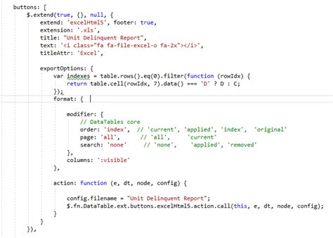Condition Based Data Export From Datatable To Excel — Datatables Forums