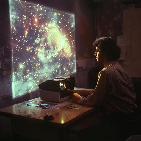 A Teacher Using A Projector To Show A Documentary About Space Exploration Premium Ai Generated