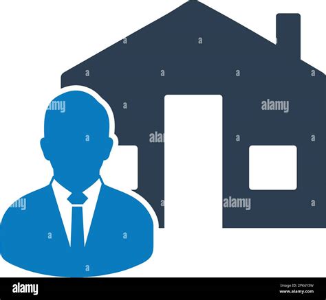 Real Estate Agent Icon With Home And Man Sign Editable Vector Eps