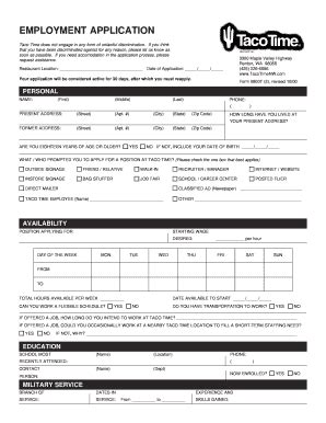 Taco Bell Job Application ≡ Fill Out Printable Pdf Forms Online