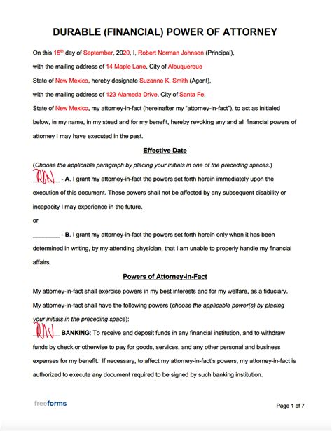 Free Durable Financial Power Of Attorney Forms Pdf Word