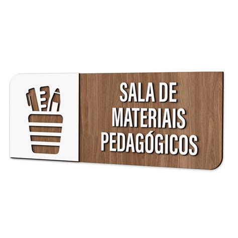 Placa De Sinalização Indicativa Sala De Materiais Pedagógicos