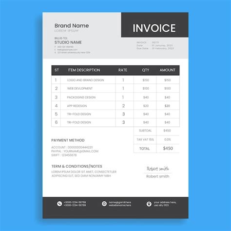 Premium Vector Professional Invoice Template Design