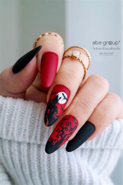 Red And Black Halloween Nails