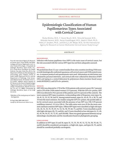 Pdf Epidemiologic Classification Of Human Papillomavirus Types