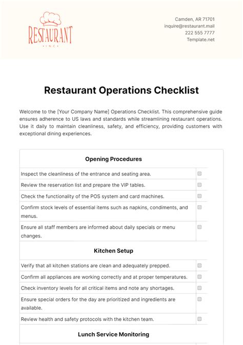 Kitchen Operations Checklist Kitchen Inspection Checklist Fjehc