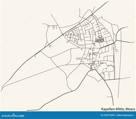 Street Roads Map Of The Kapellen Mitte Quarter Moers Vector Illustration