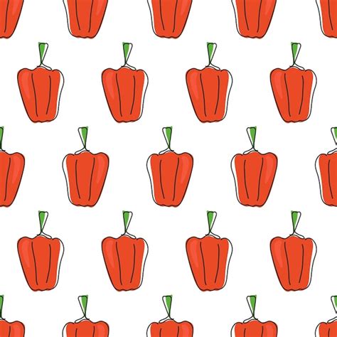 Premium Vector Pepper Pattern Hand Drawn Pepper In Line Art Style